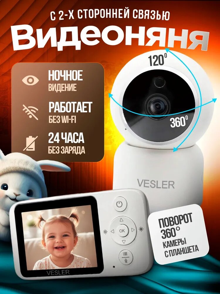 Видеоняня с монитором, беспроводная, без wifi, Радионяня с камерой, умная