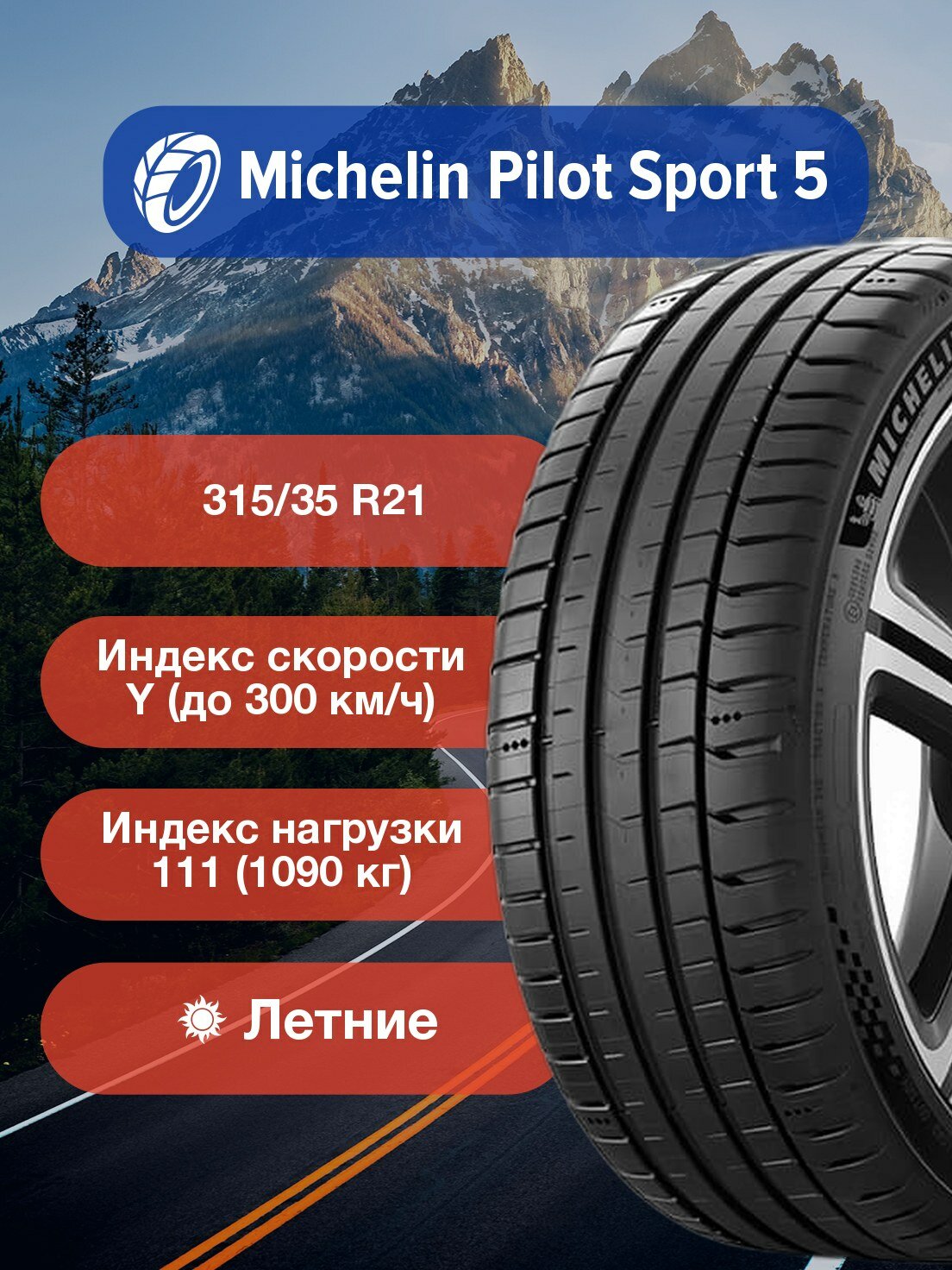 Легковые Летние Шины Michelin Pilot Sport 5 315/35 R21 111Y K1-923964 для легковых автомобилей и кроссоверов