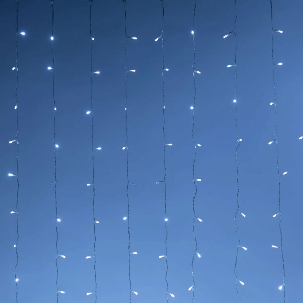 Электрогирлянда Дождь 2x3 м 600LED мерц. IP44 отсоед. нити, хол. бел. HD-YW03, 2331915