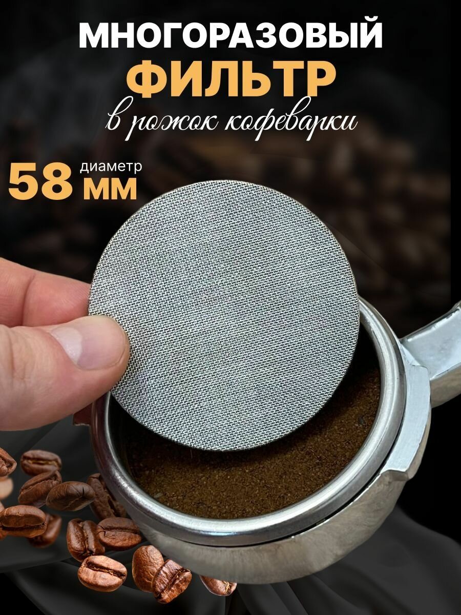 Фильтр в рожок кофеварки многоразовый 58х1.0 мм