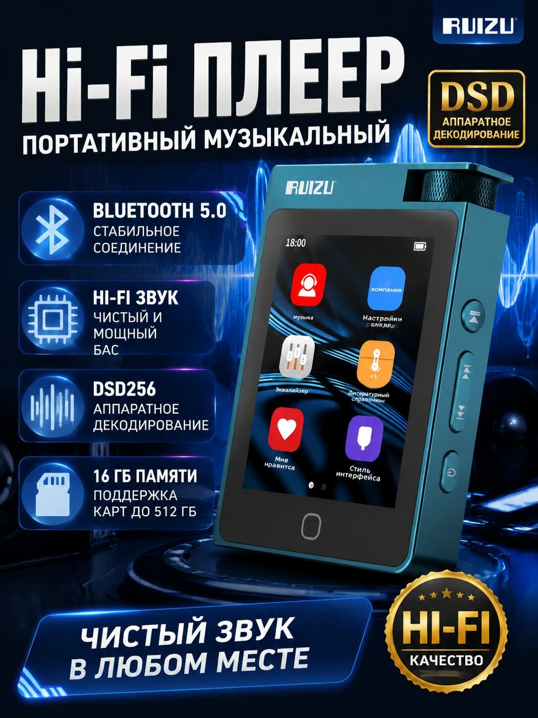 Портативный музыкальный проигрыватель DSD lossless music HIFI