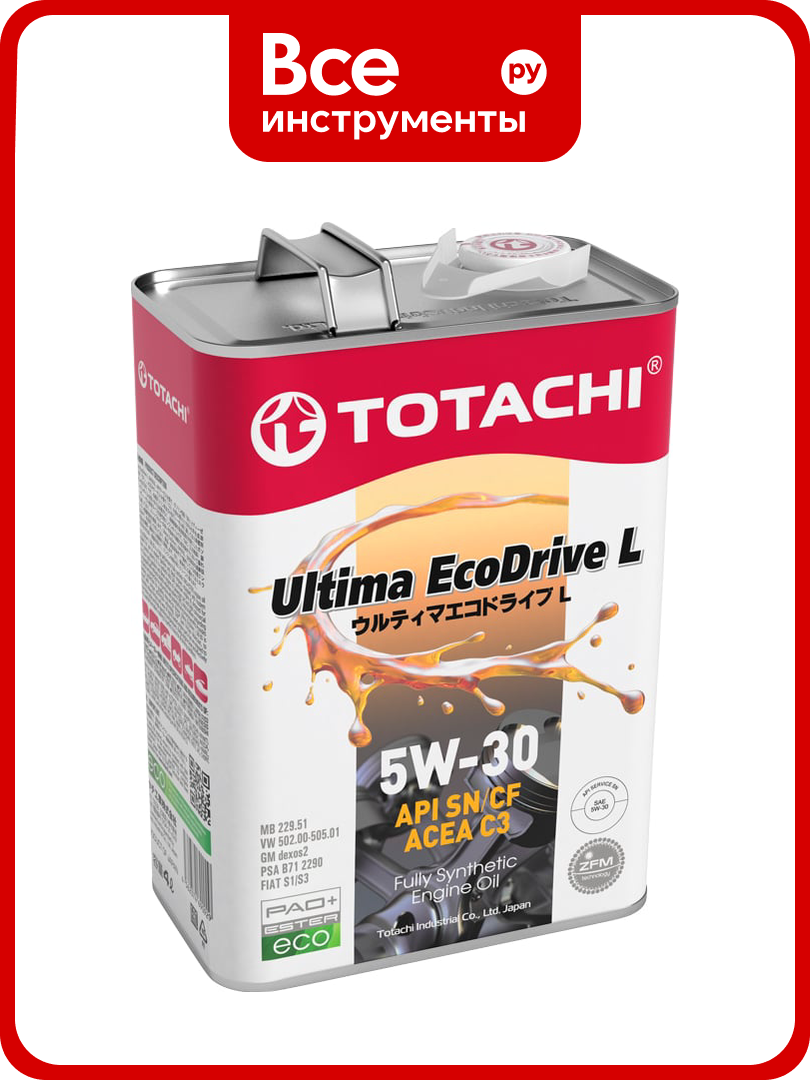 Моторное масло TOTACHI Ultima EcoDrive L 5W-30, синтетическое, для бензиновых и дизельных двигателей