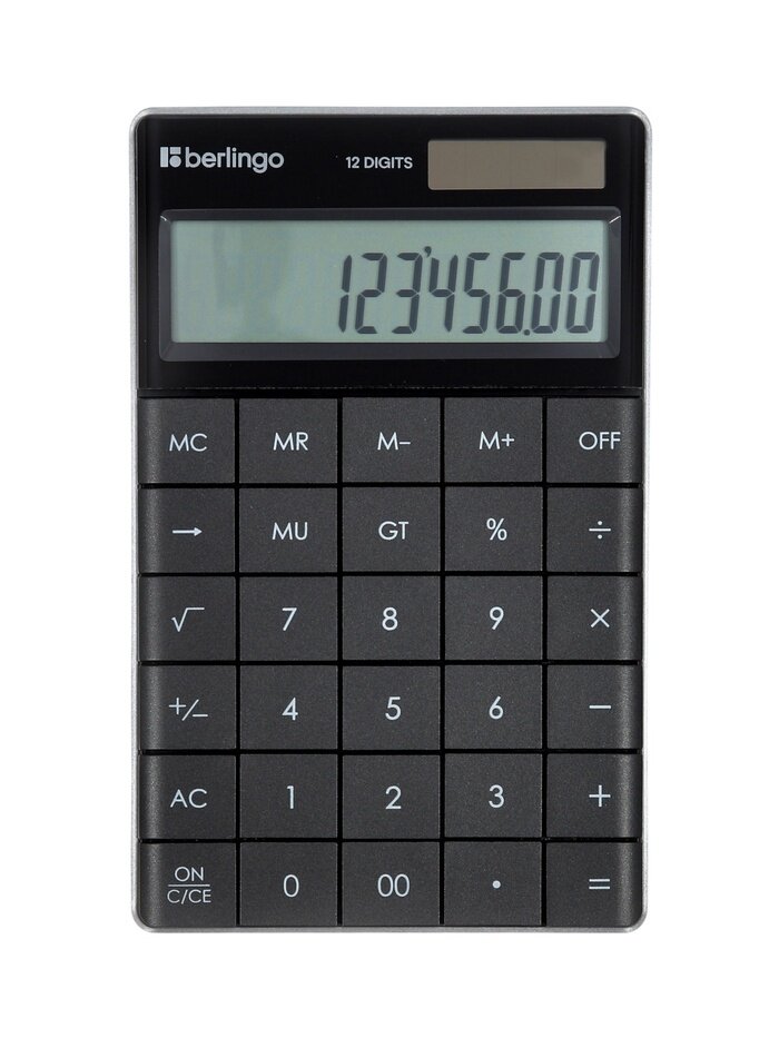Калькулятор настольный 12-разрядный, 165х105х13 мм, двойное питание