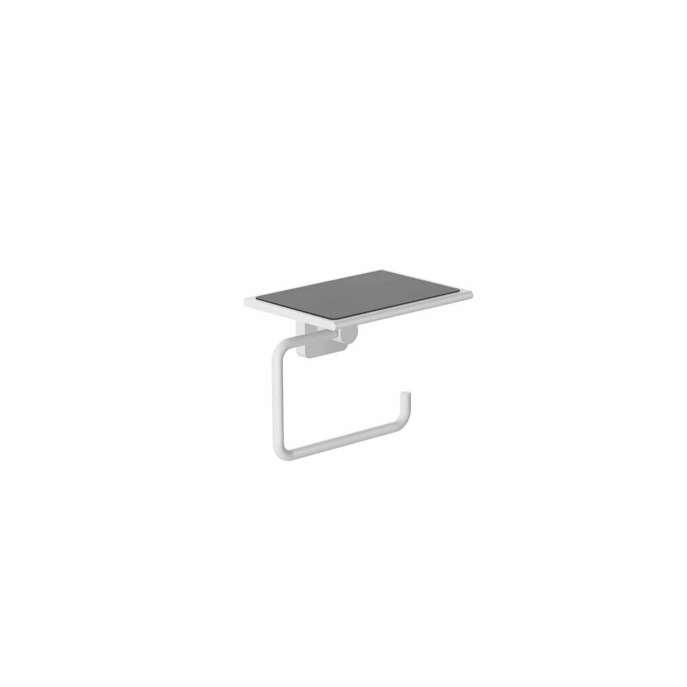 Держатель для туалетной бумаги Kludi Vela S 2597153 настенный, с полочкой, белый, матовый, латунный, на шурупах, с комплектом для монтажа