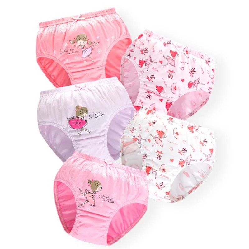 MINISO 5 пар/упаковка милых детских трусиков с мультяшным рисунком Hello Kitty, дышащие трусики из чистого хлопка для девочек, Детский размер: 70 (6-7 лет)