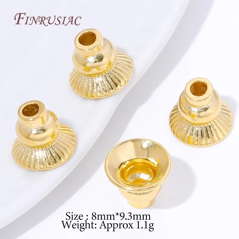 Золотые короны для браслетов FINRUSIAC, 6 штук Желтый, 6 pieces, 18K Real Gold Plated