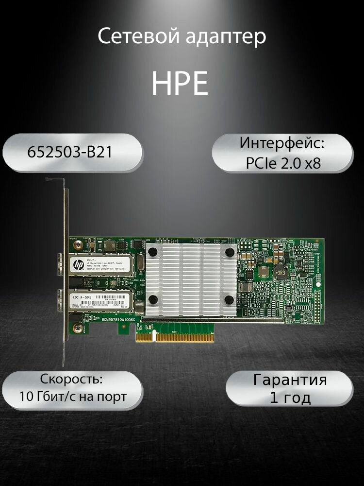 Сетевой адаптер HPE 530SFP+ 10GbE Dual Port 652503-B21, 656244-001, 652501-001