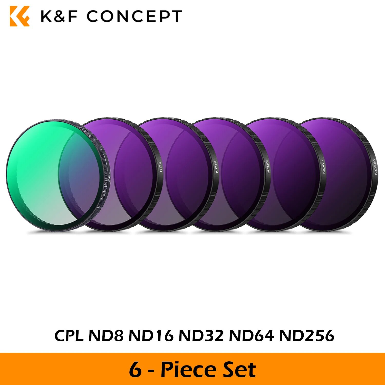 K&F CONCEPT Фильтры CPL ND8-256, 6 шт.