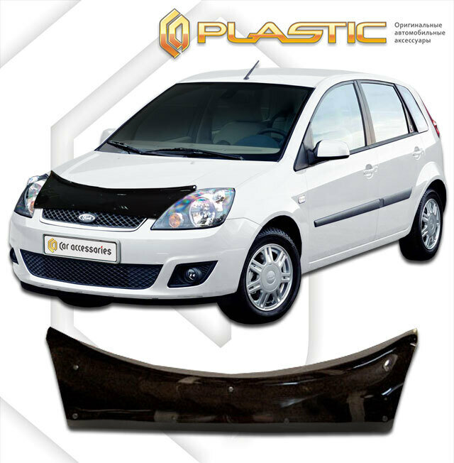 Дефлектор капота для Ford Fiesta 2002-2007 Черный глянцевый СА Пластик