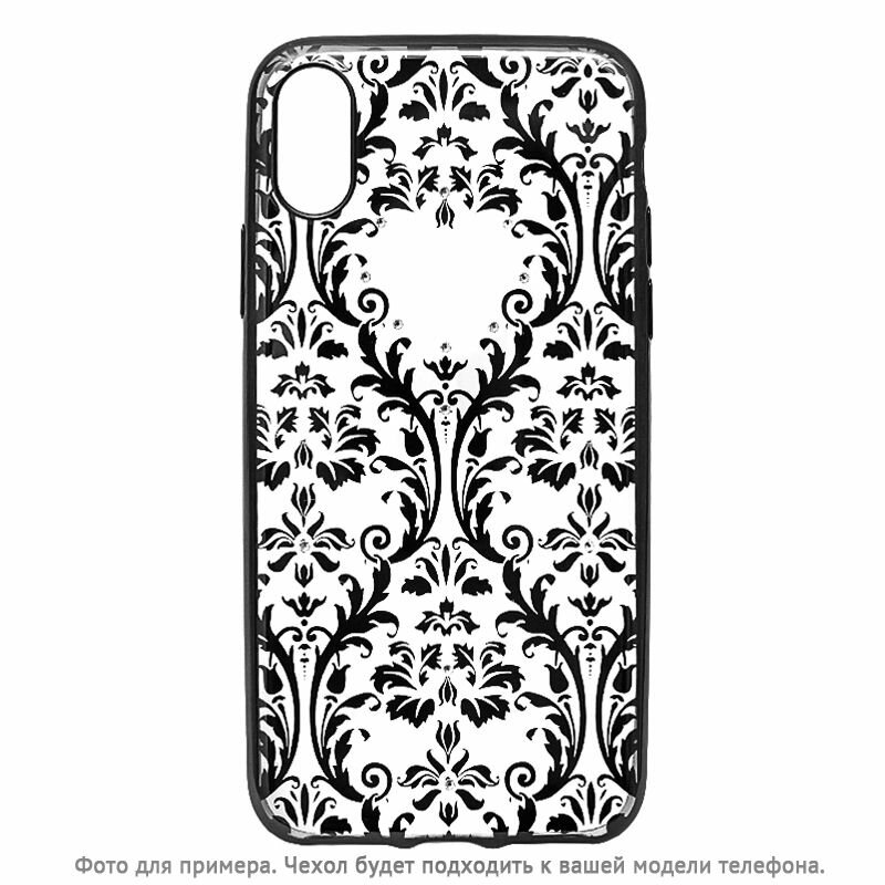 Чехол накладка для Apple iPhone X/XS Devia Crystal Baroque, прозрачный с черными узорами