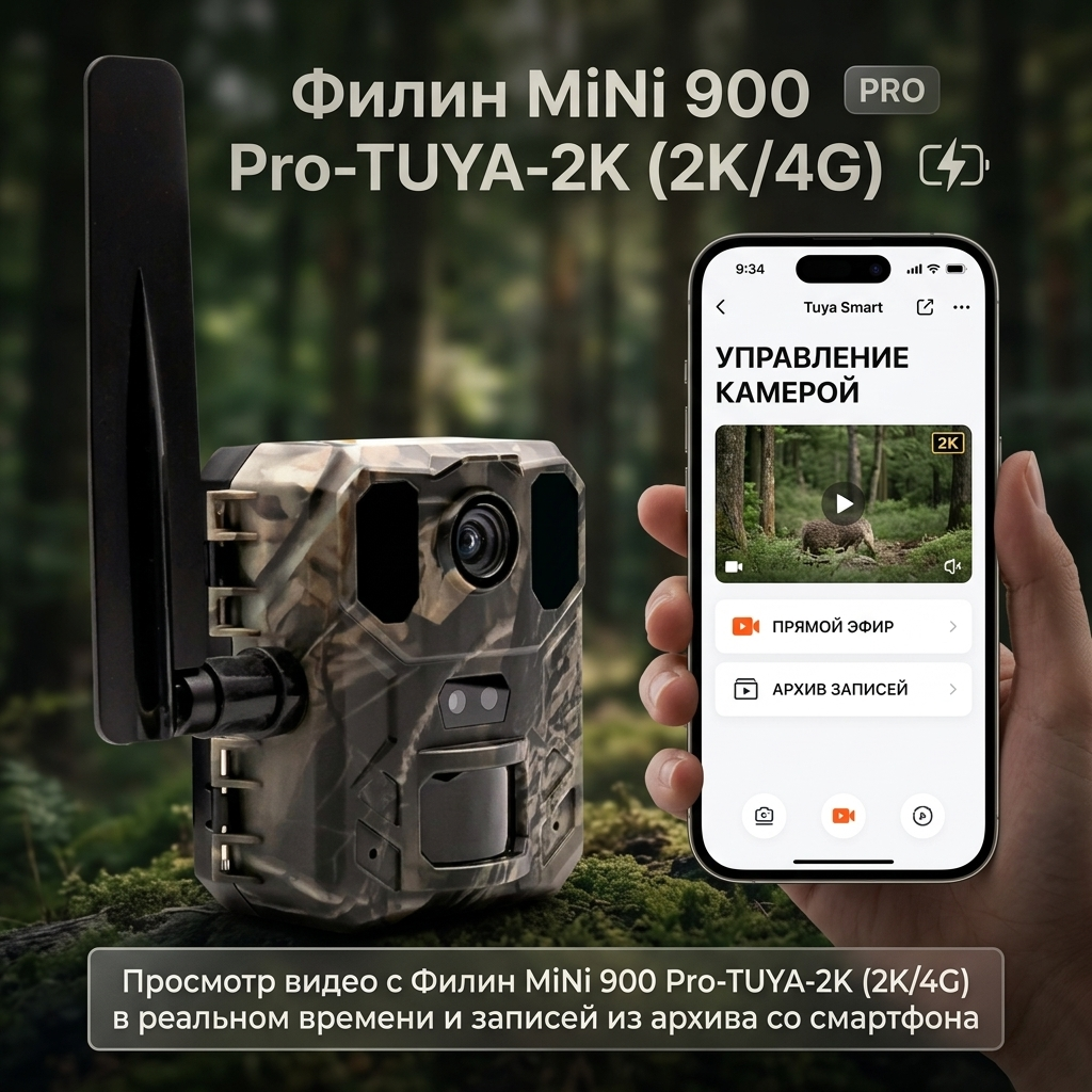 Мини фотоловушка 4G Филин MiNi 900 Pro-TUYA с солнеч панелью