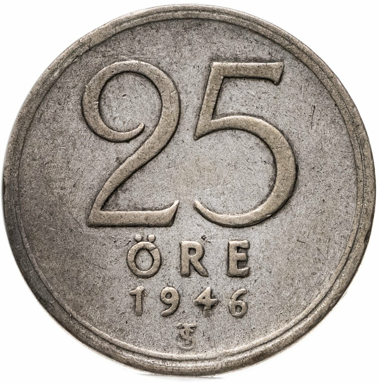 Швеция 25 эре ore 1946, Серебро 400, в сохранности VF