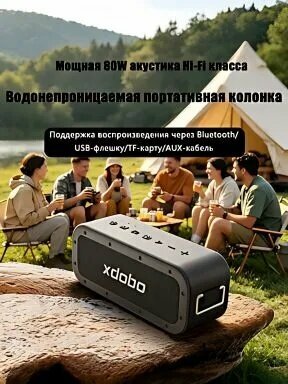Портативная водонепроницаемая Bluetooth-колонка xdobo 1983 Plus 80 Вт, с поддержкой TWS, глубоким басом для улицы