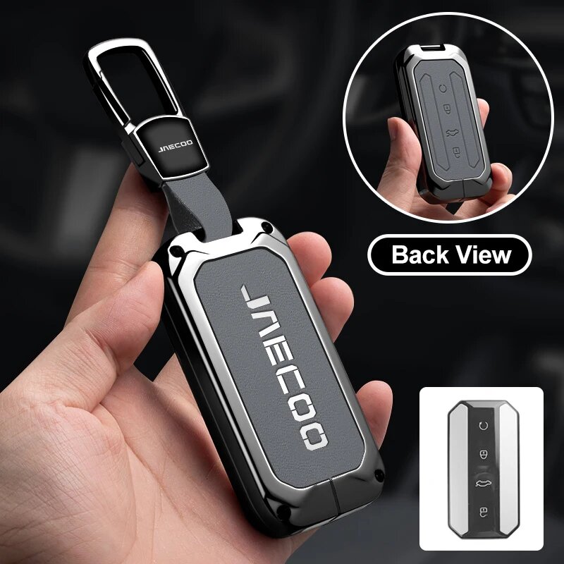 Металлический кожаный чехол для автомобильного ключа Chery Jaecoo J5 J7 2025 Smart Remote Key Bag Защитный чехол для ключей Брелок Автоаксессуары
