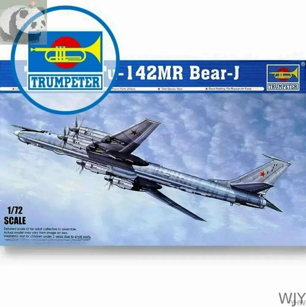 Trumpeter 1/72 01609 Tupolev Tu-142MR Bear- J Тяжелый бомбардировщик Сборка модели самолета