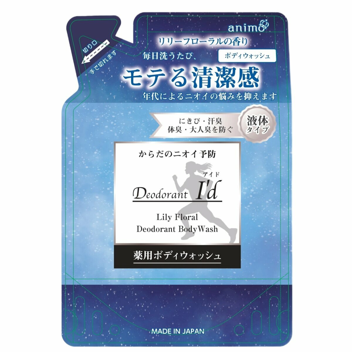 Жидкое мыло Rocket Soap Animo Body Wash для тела, с дезодорирующим эффектом, аромат лилии, 400мл