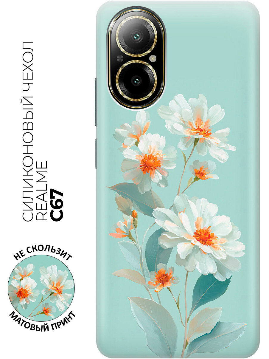 Силиконовый чехол на Realme C67 с принтом "Мятная элегия"