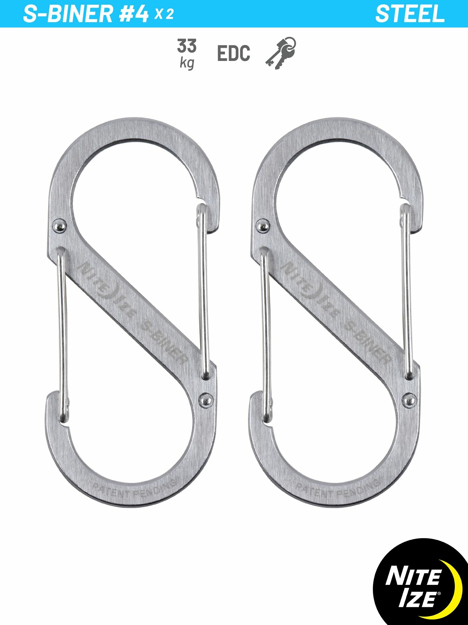 Карабин Nite Ize S-Biner Stainless Steel Dual Carabiner #4 - Стальной 2 шт
