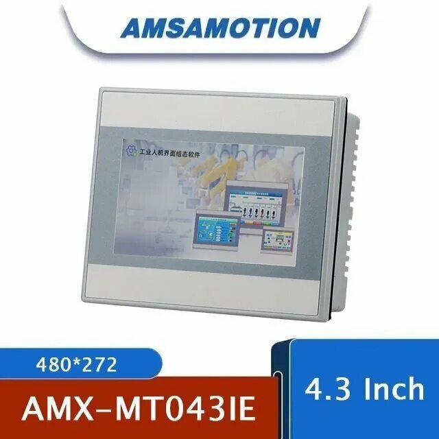AMSAMOTION - 4,3-дюймовый сенсорный экран HMI, ЖК-панель с портом Ethernet, совместимый с ПЛК Siemens Delta Mitsubishi Omron