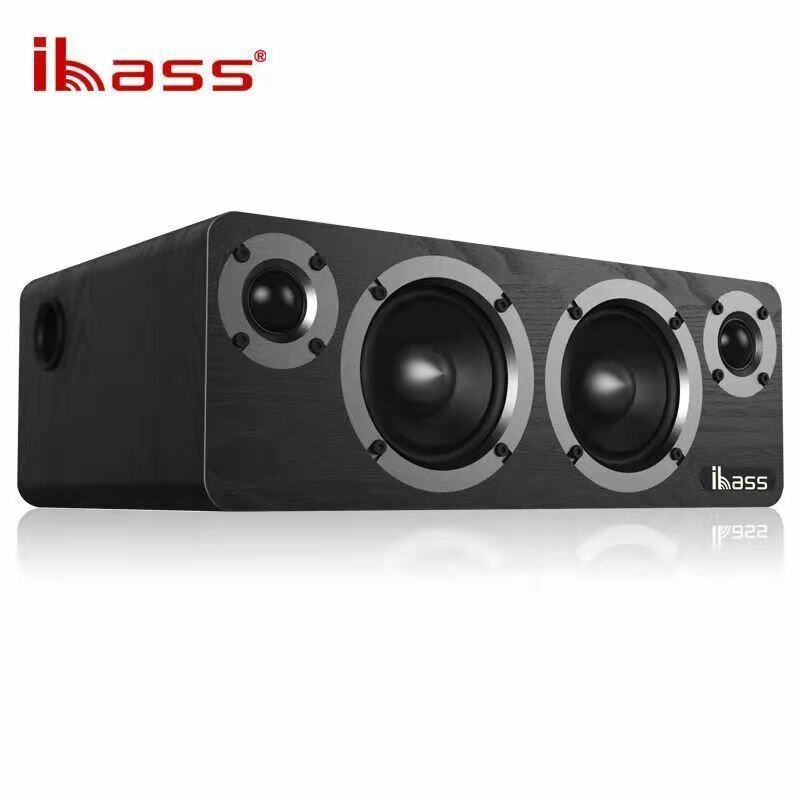 Ibass Bluetooth-колонка с сабвуфером, деревянный корпус, портативная акустическая система, беспроводная, мощный бас
