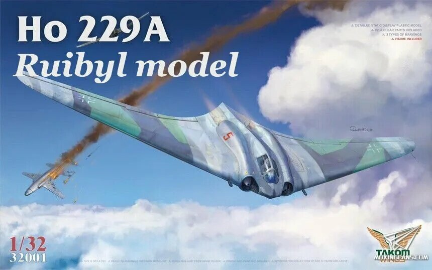 TAKOM 32001 1/32 модель истребителя Ho 229A в сборе с прикрепленным солдатом
