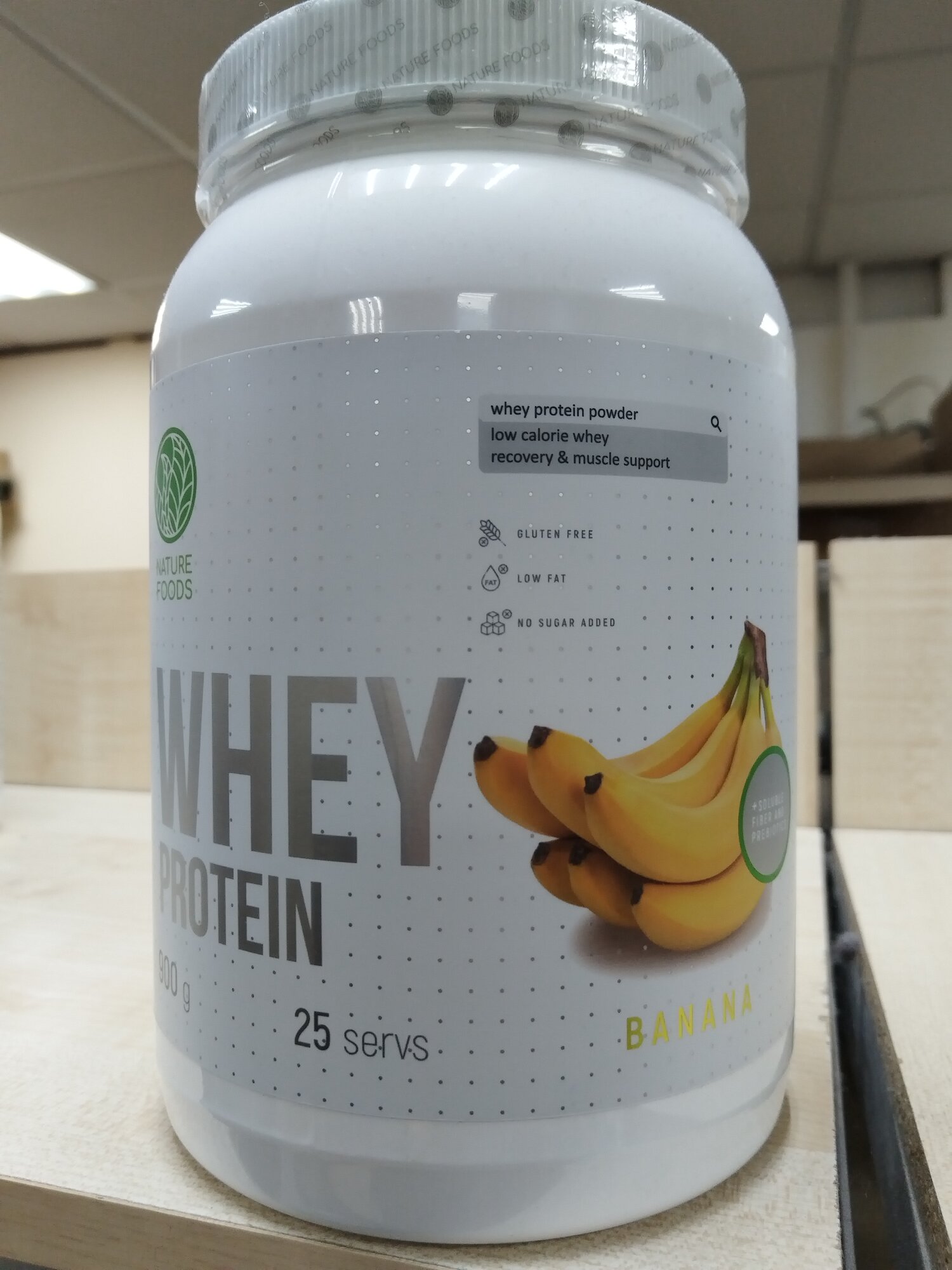 Протеин Nature Foods Whey( сывороточный) (банановый вкус)(900 г)