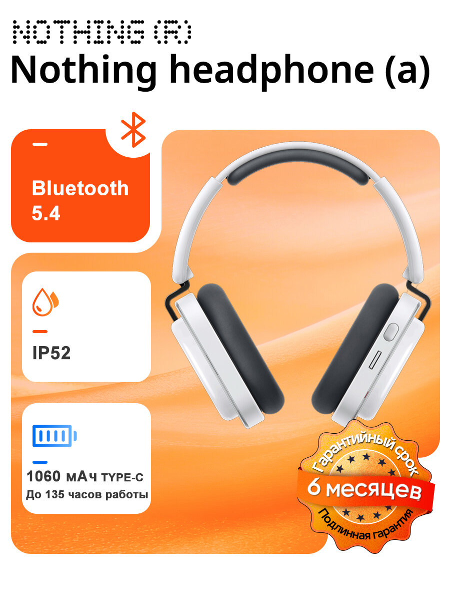 Наушники Nothing headphone (a), 1060 MAH,40dB ANC, BT5.4, IP52, белое