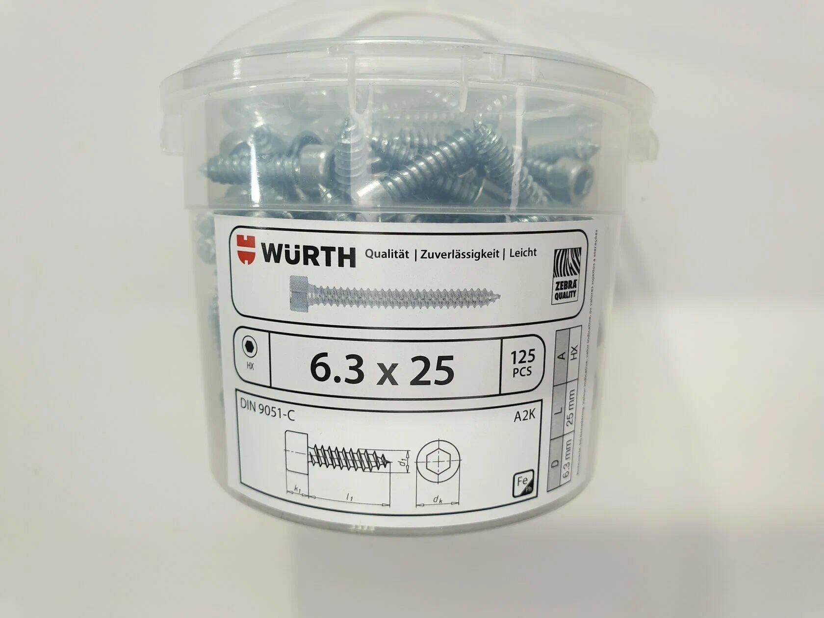 Саморез по металлу DIN 9051-C 6.3x25 (125 pcs) WURTH, Германия