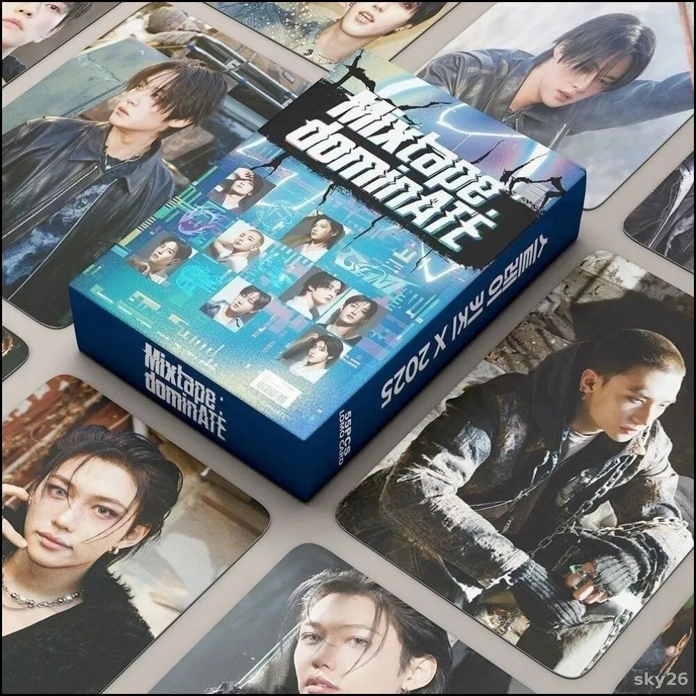 Эксклюзивный набор из 55 LOMOкарт GIANT Stray Kids с плакатом для коллекции MIXTAPE DominATE