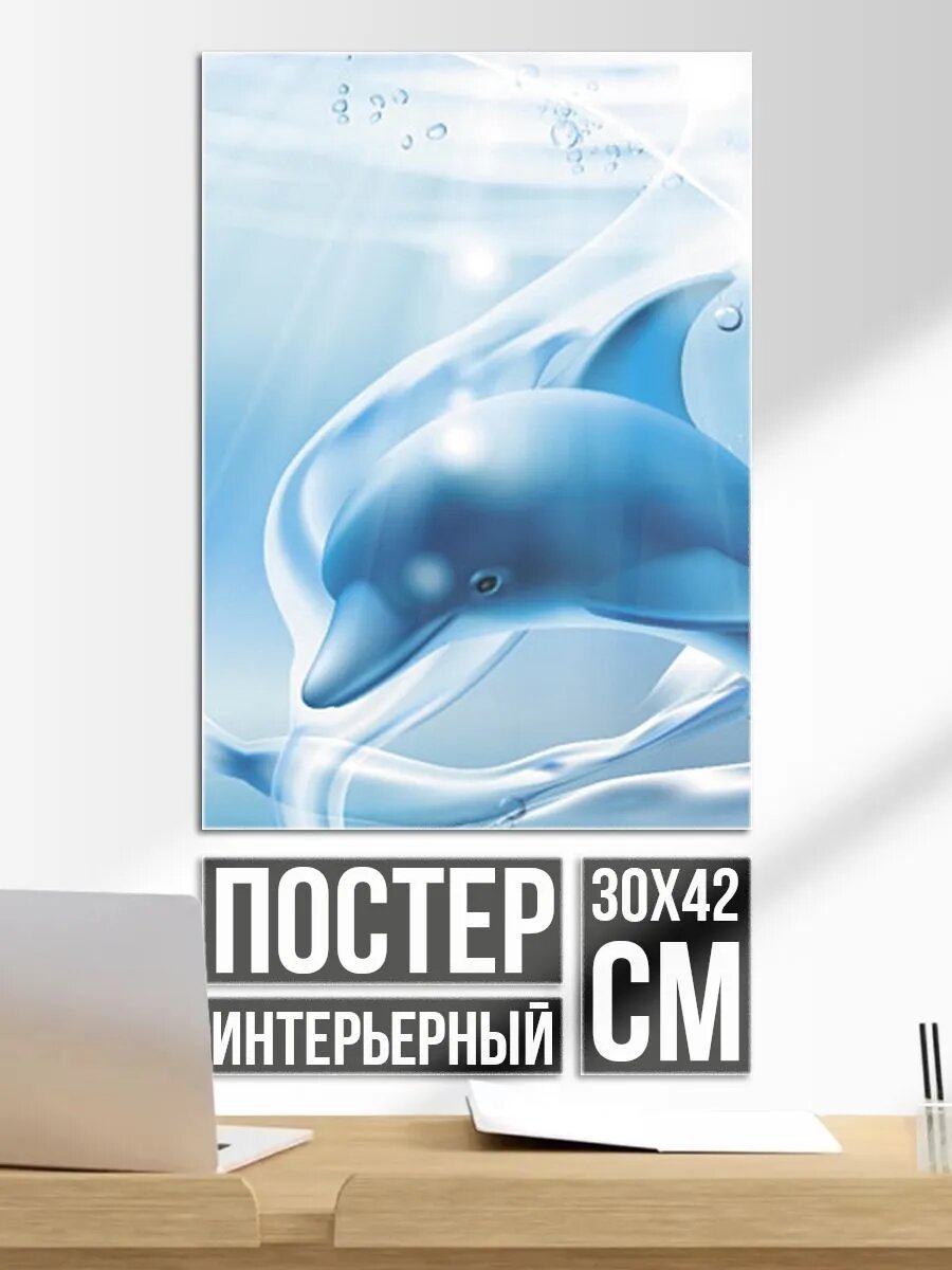 Постер на стену Дельфин в лазурном океане