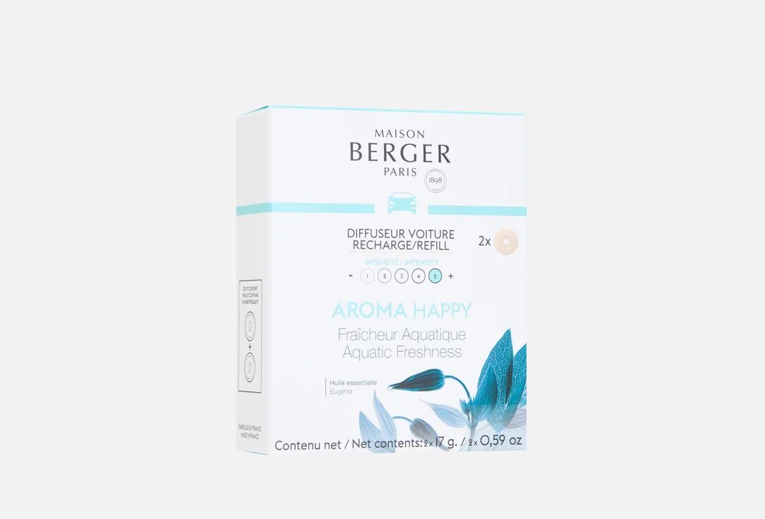 Maison Berger Paris Aroma Happy Aquatic Freshness Сменный блок для автодиффузора 2 шт