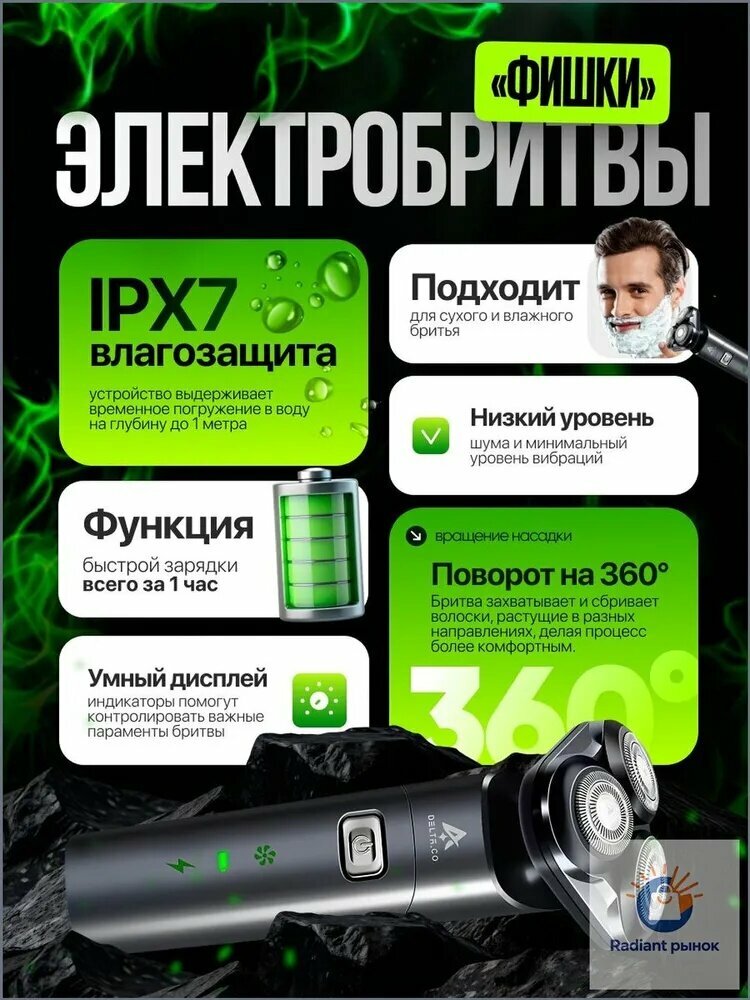 Электробритва SBRSZ10, черно-серый — фото 1