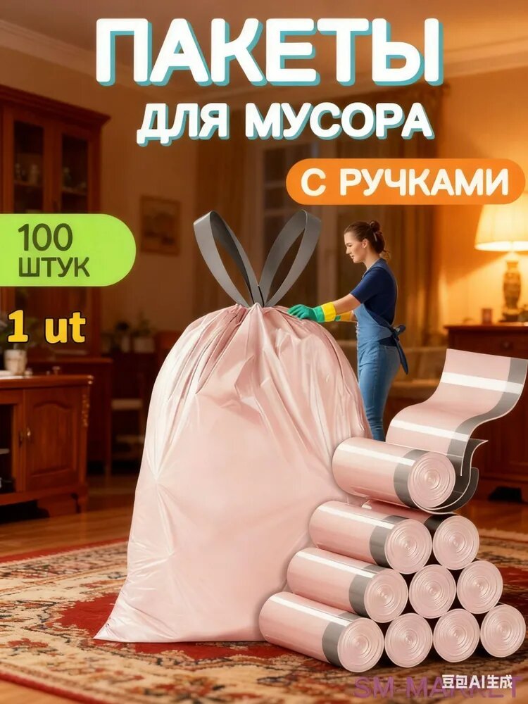KFMESXC Мешки для мусора 60 л, 20мкм, 100 шт