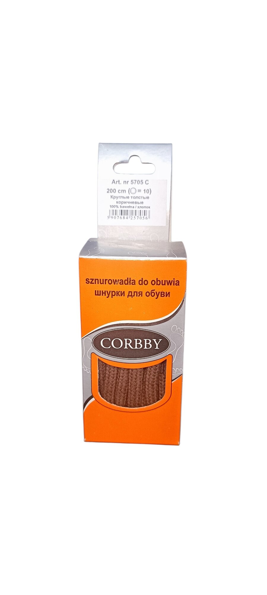 Шнурки corbby 200 см круглые толстые коричневые