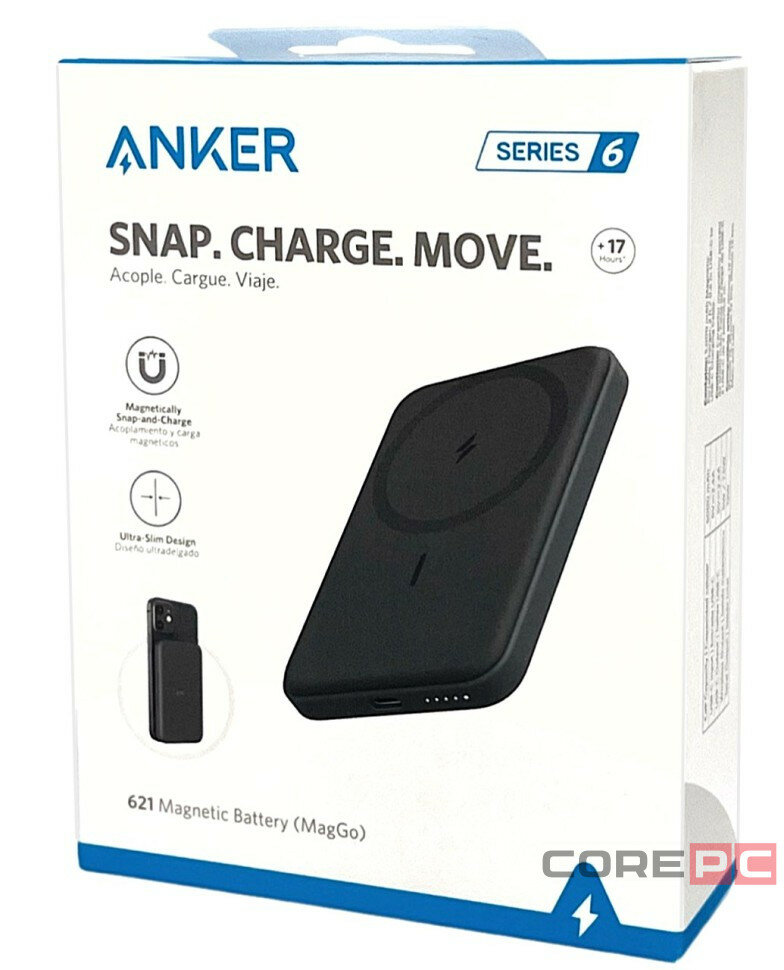 Повербанк Powerbank магнитный с MagSafe Anker 621 5000mAh 7.5W 1USB-C (A1610P12) чёрный