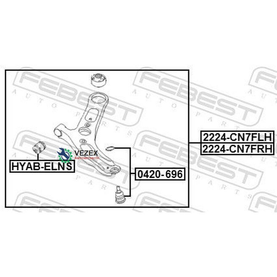 FEBEST 1224-CN7FRH Рычаг передний нижний правый 1224-CN7FRH