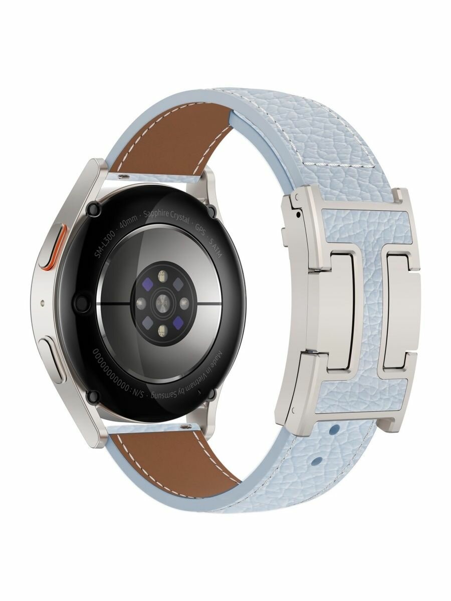 Кожаный ремешок для 20мм Samsung Galaxy Watch 4 5 6 7, с Н-образной магнитной пряжкой, фитнес браслет , повседневный модный спортивный стил, Hermes запасной ремешок сменный ремешок универсальный для часов