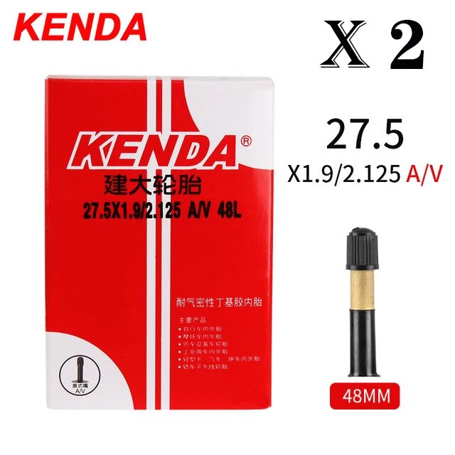 2 шт. камеры KENDA для велосипедов 20/26/27.5/29/700c Красный, 27.5x1.9-2.125 AV48L