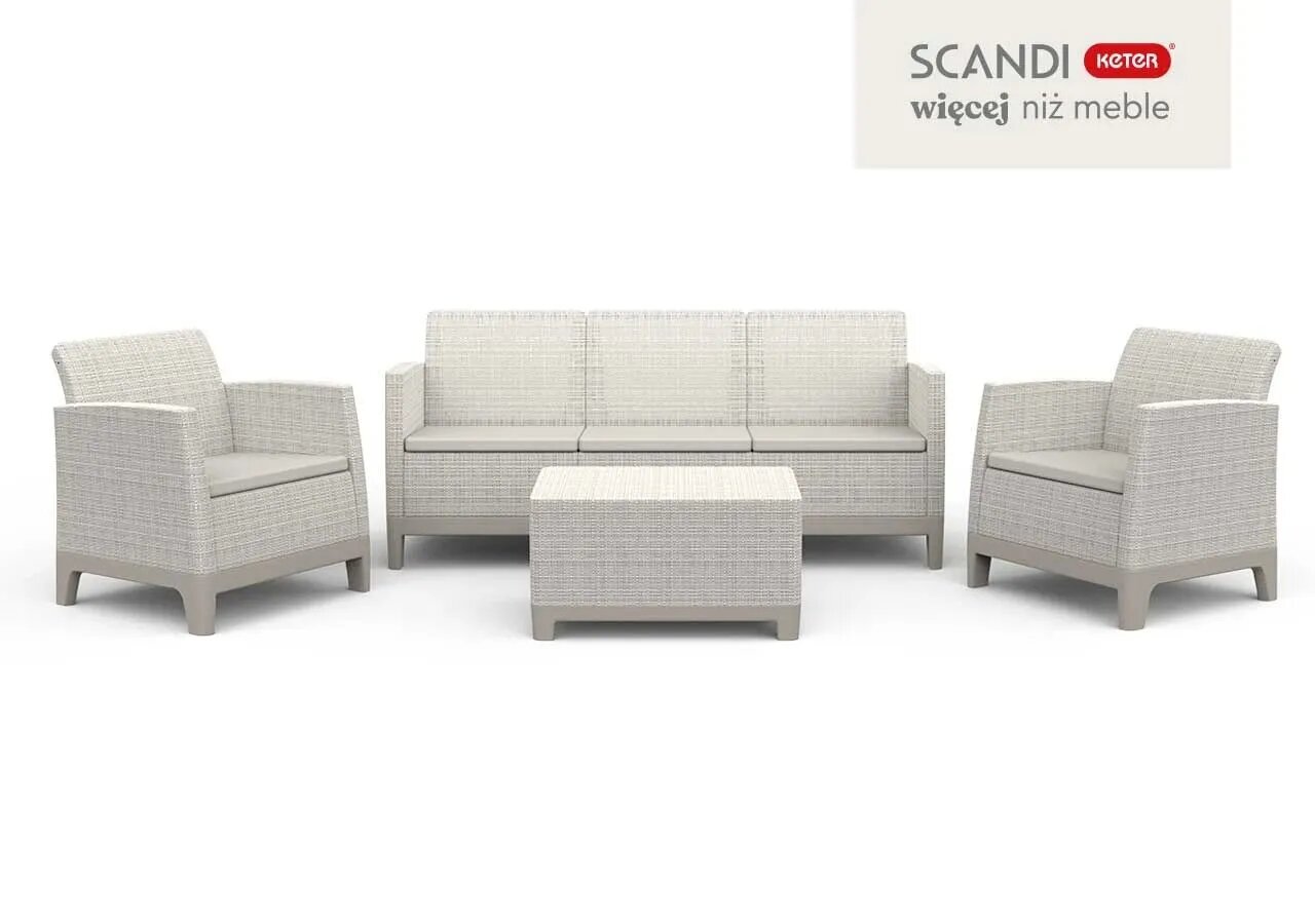 Комплект садовой мебели Keter Skandi Linea 3 Seater Set бежевый, закрытый подлокотник