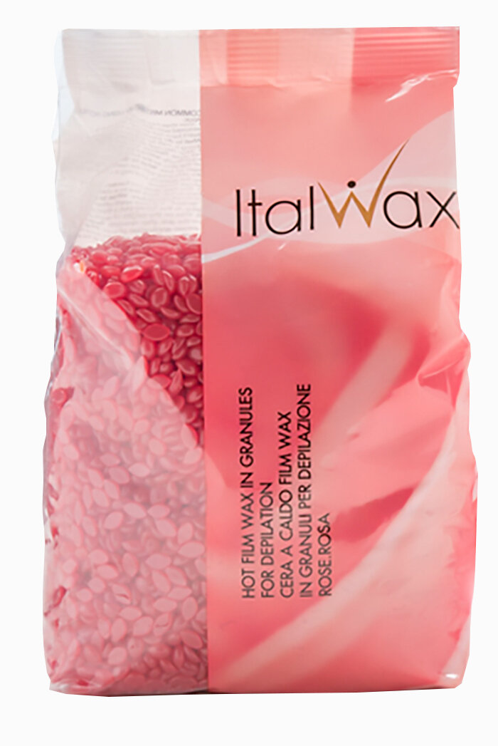 ItalWax Воск горячий (пленочный) в гранулах для депиляции ItalWax Natura 500 гр. Rose Роза для всего тела, подходит для лица и зоны бикини, Италия