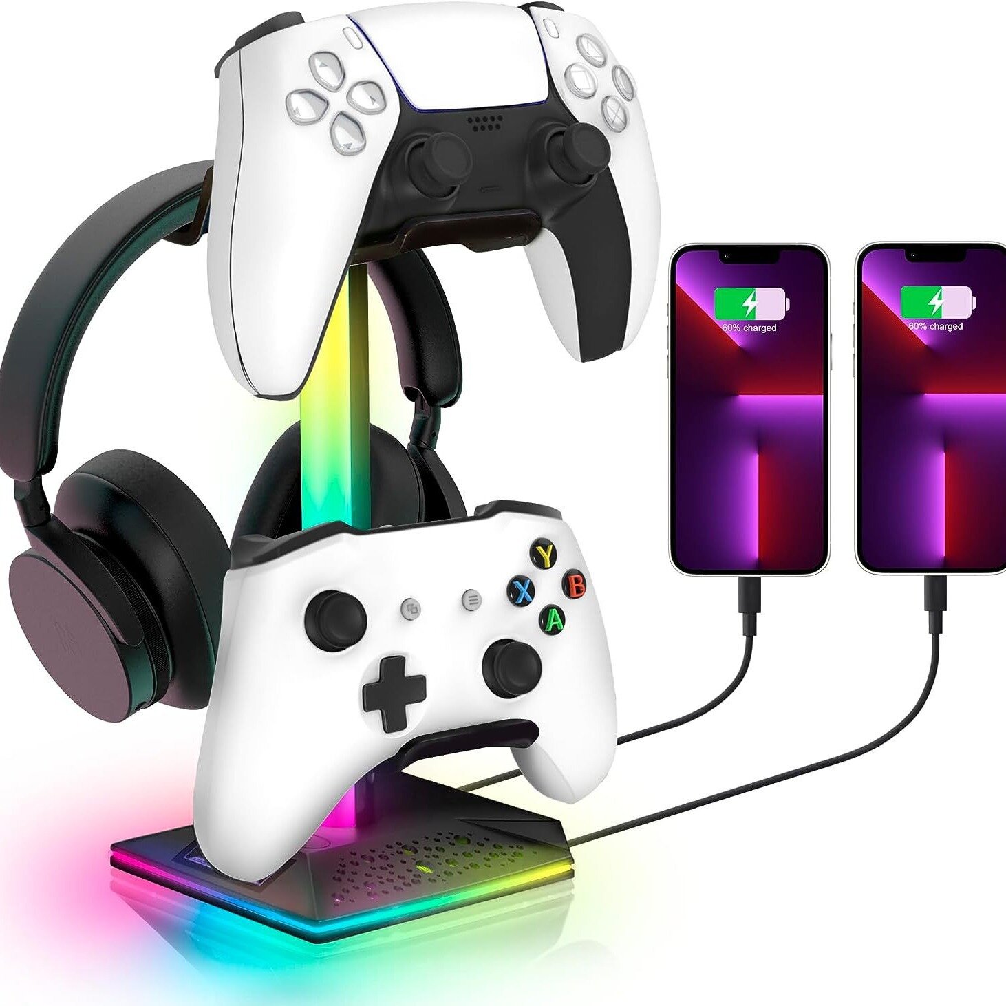 Крючок для игрового контроллера, светоизлучающий RGB держатель для наушников, ручка, подставка для дисплея, расширительное отверстие, утяжеленный снизу