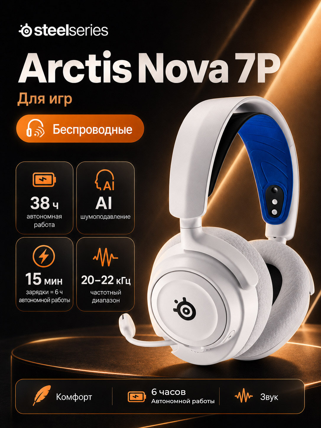 Беспроводные наушники SteelSeries Arctis Nova 7P Wireless , белые