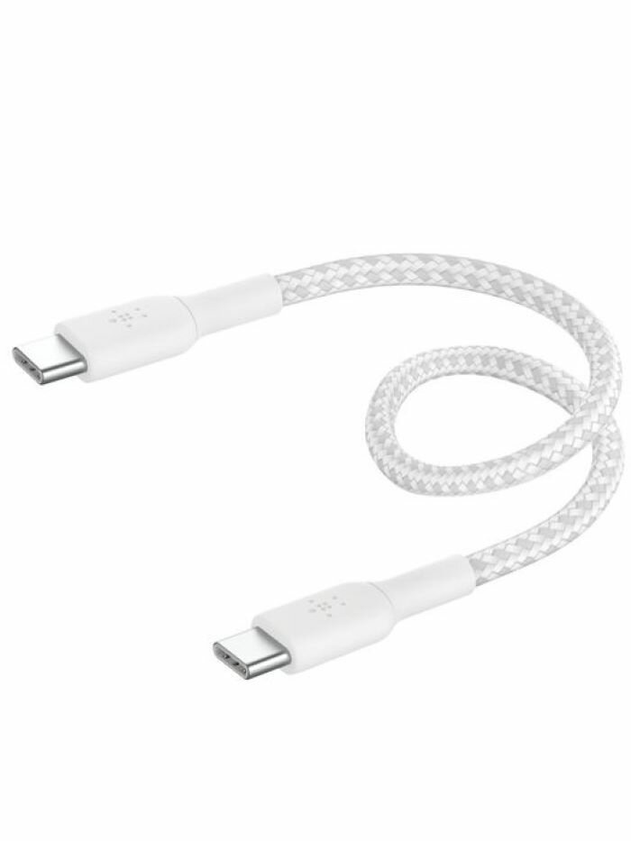 Кабель Belkin BoostCharge Braided 60W USB-C To USB-C 2.0 Cable. Длина: 0,15м. Цвет: белый