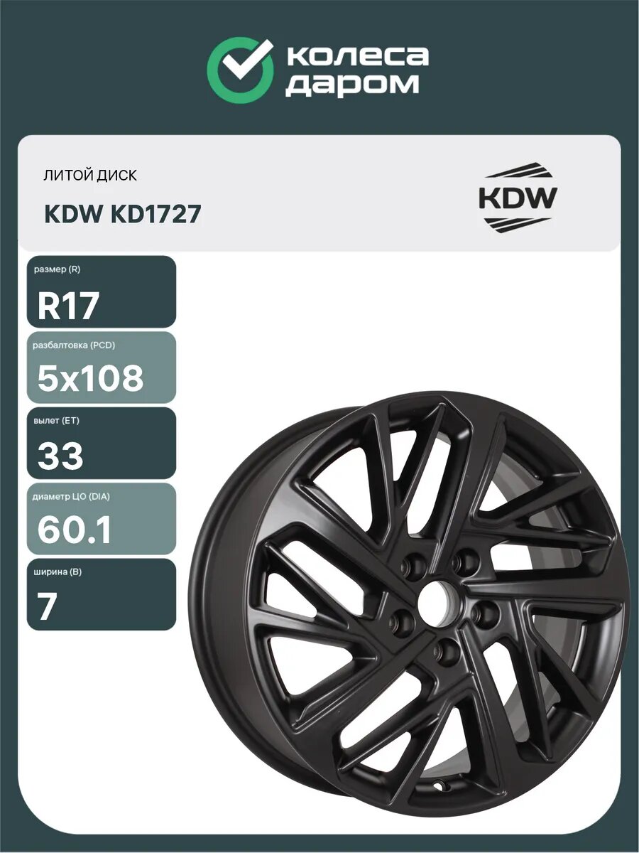 Колесный диск KDW KD1727 (17_Tiggo 4/7) 7xR17 5x108 ET33 DIA60.1