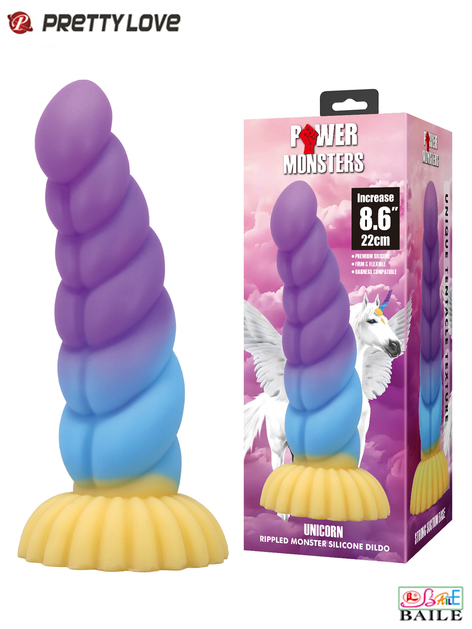 Baile Pretty Love Power Monsters Силиконовый фаллоимитатор Unicorn (22 см х 5.8 см)