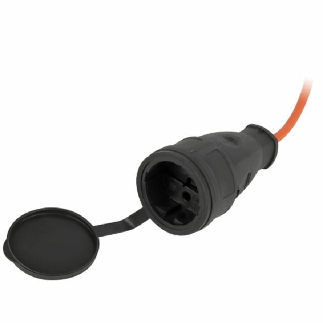 Удлинитель на пластиковой катушке ЭРА 20м 1-местный ПВС 6/з IP44 2х0,75мм черный, 1300Вт, 6А, Россия