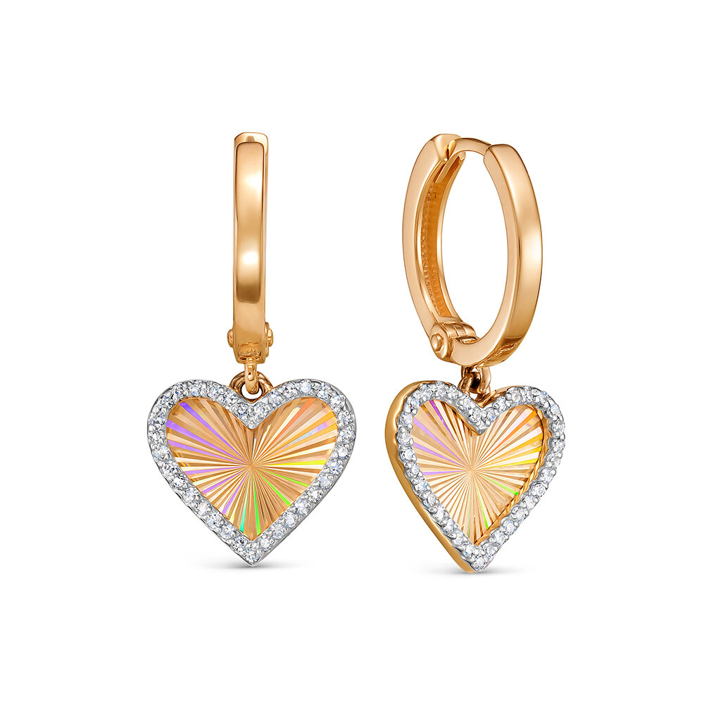 Серьги конго, красное золото, 585 проба, бриллиант