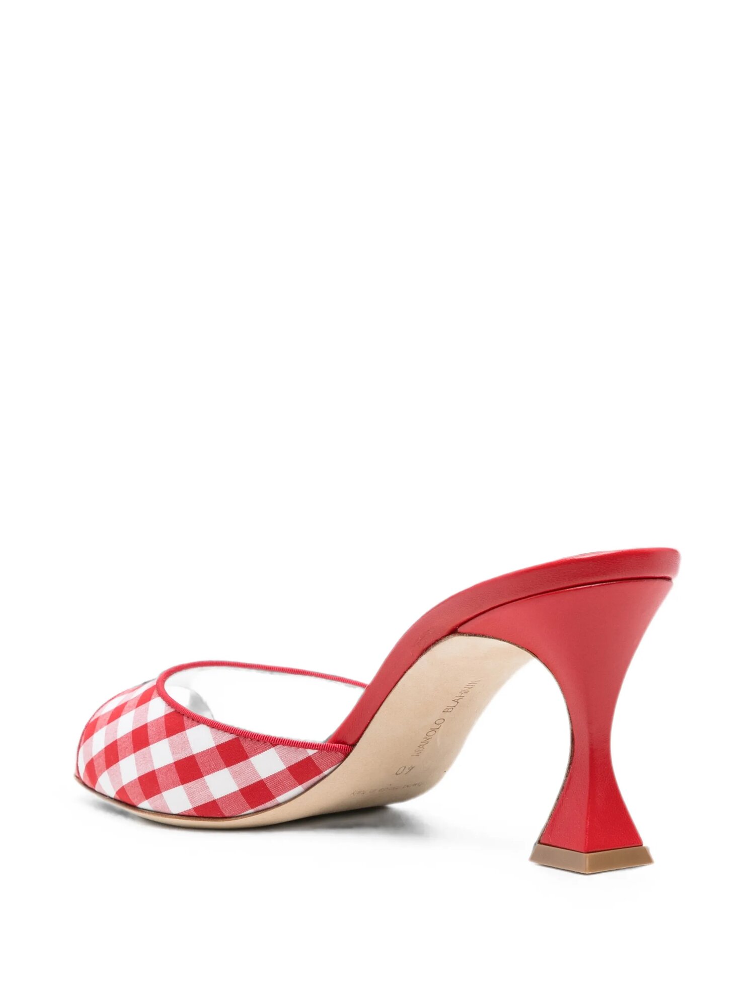 Мюли Manolo Blahnik Jadara gingham mules, размер 35, red — фото 1