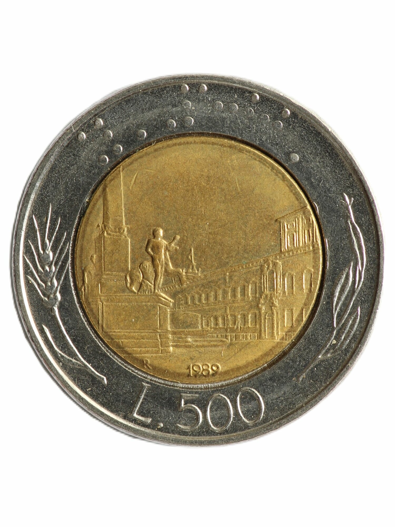 Подлинная монета 500 лир Италия 1989 года