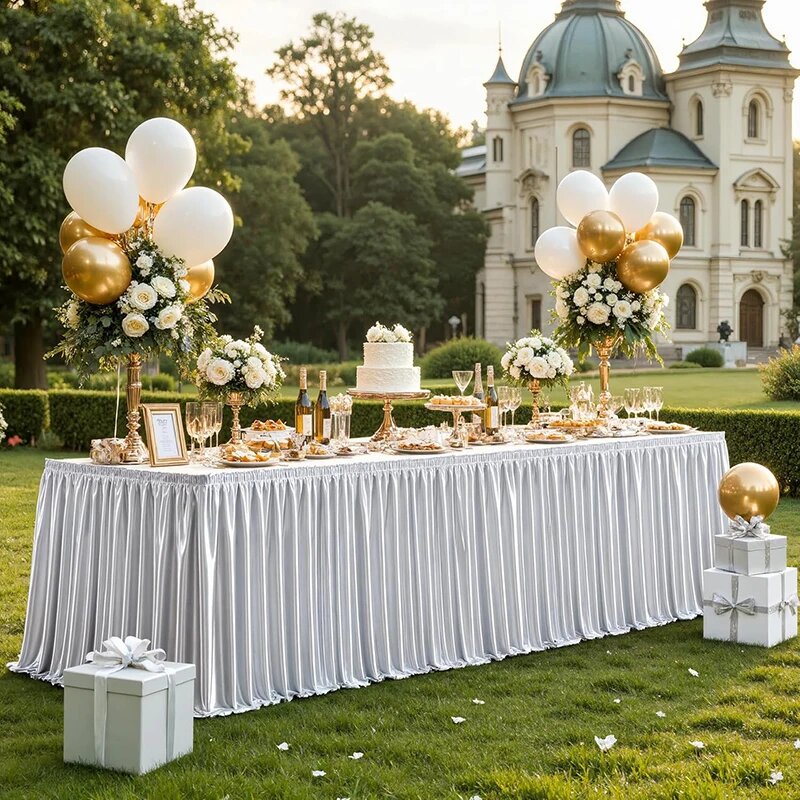 Скатерть-юбка атласная Yan Ting H70xL122CM, Silver